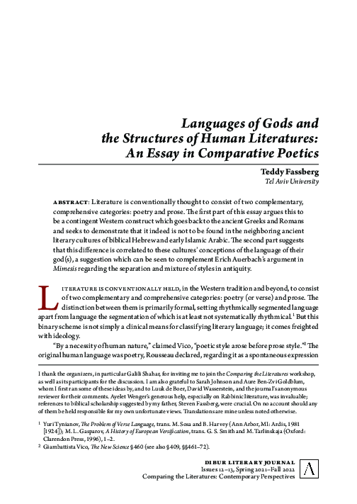 (PDF) Languages of Gods and the Structures of Human Literatures