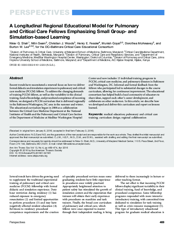 (PDF) A Longitudinal Regional Educational Model for Pulmonary and ...