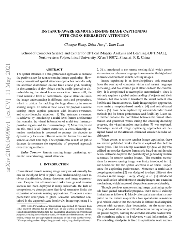 (PDF) Instance-Aware Remote Sensing Image Captioning with Cross-Hierarchy Attention