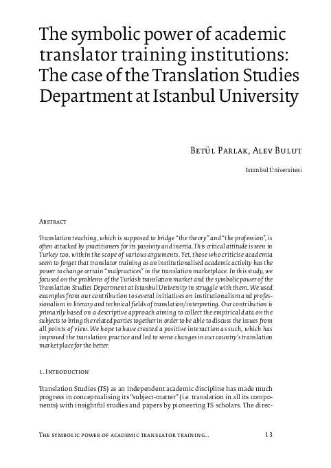 (PDF) The symbolic power of academic translator training institutions ...