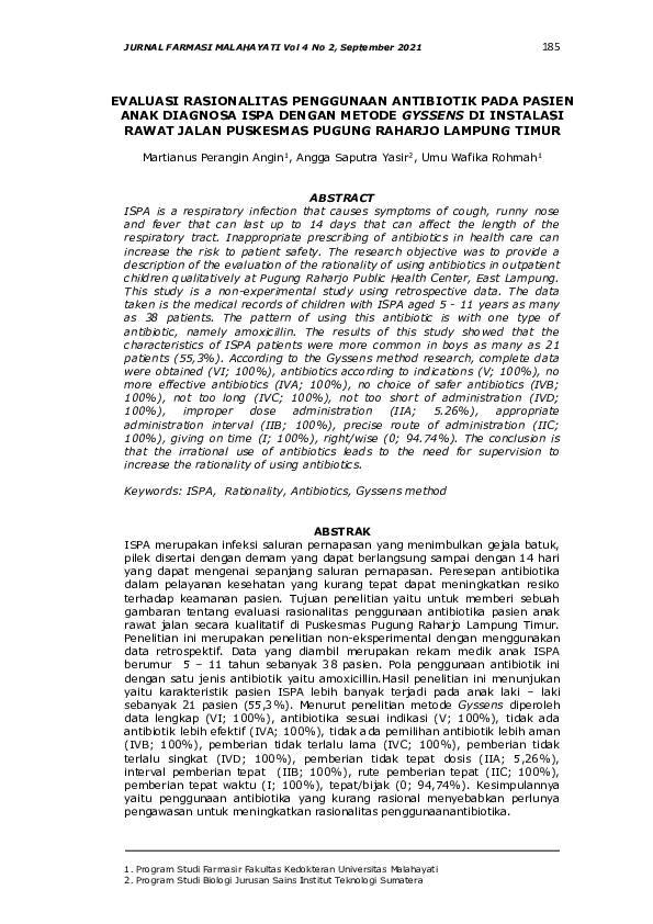 (PDF) Evaluasi Rasionalitas Penggunaan Antibiotik Pada Pasien Anak ...