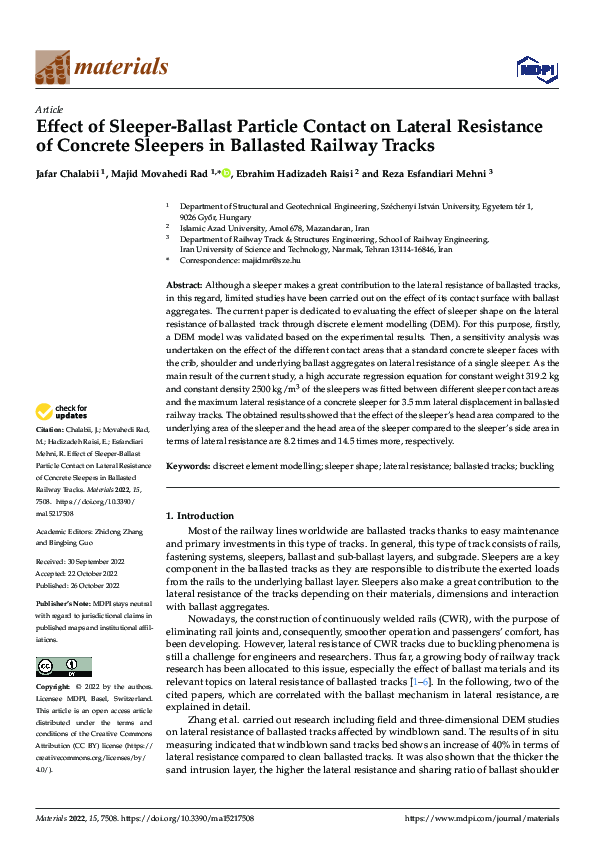 (PDF) Effect of Sleeper-Ballast Particle Contact on Lateral Resistance ...
