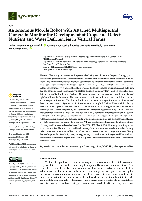 (PDF) Autonomous Mobile Robot with Attached Multispectral Camera to ...