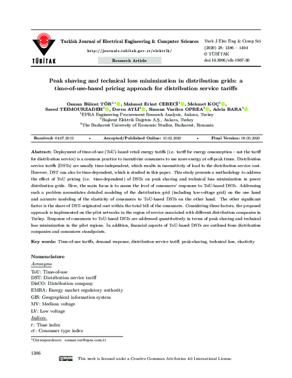 (PDF) Peak shaving and technical loss minimization in distribution grids: a time-of-use-based ...