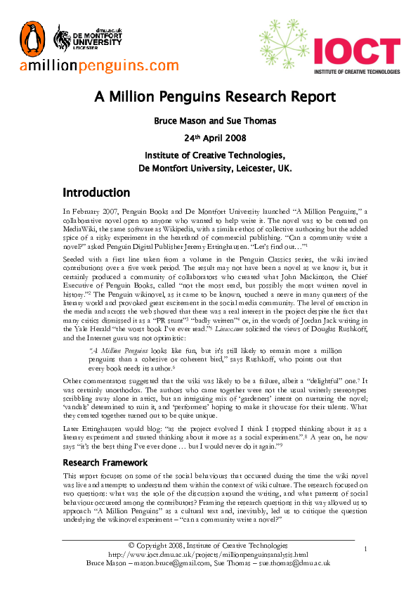 (PDF) A million penguins research report