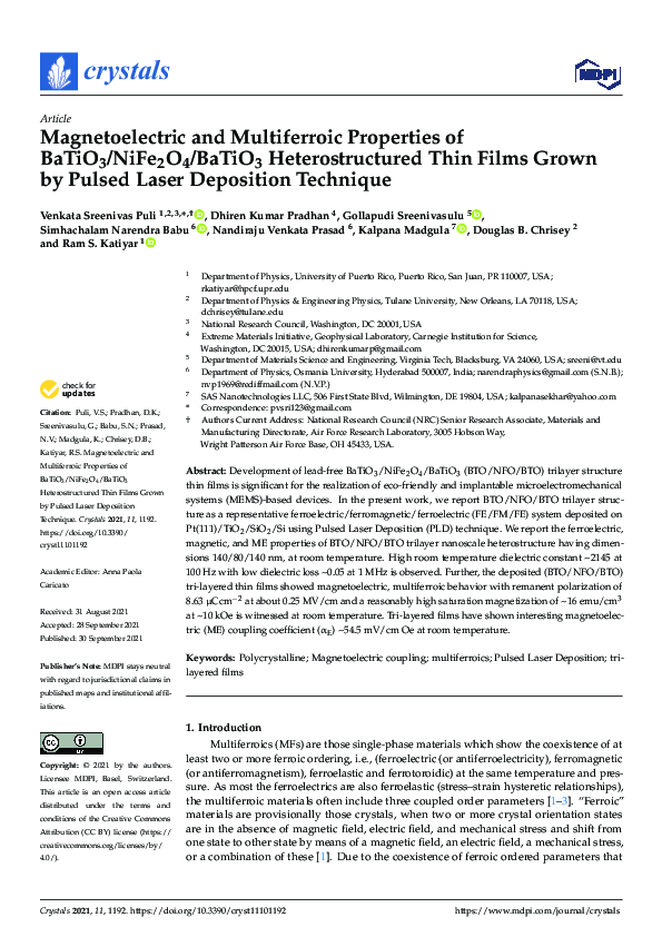 (PDF) Magnetoelectric and Multiferroic Properties of BaTiO3/NiFe2O4 ...