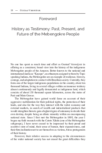 (PDF) History as Testimony: Past, Present, and Future of the Mebengokre ...