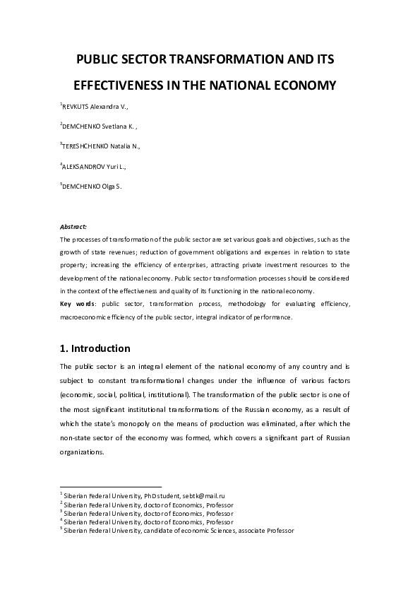 (PDF) Public sector transformation and its effectiveness in the ...