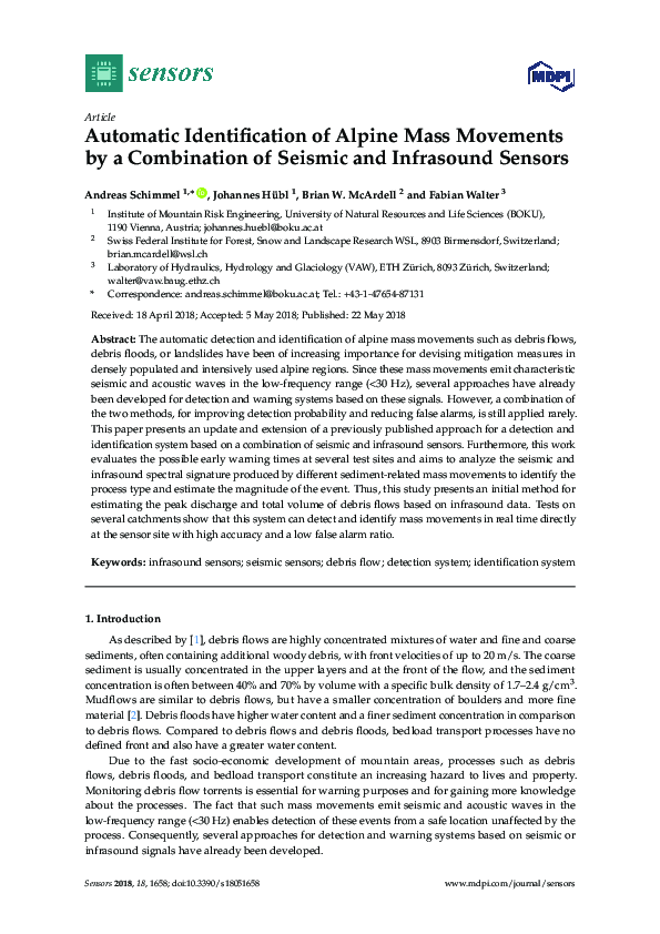 Pdf Automatic Identification Of Alpine Mass Movements By A Combination Of Seismic And