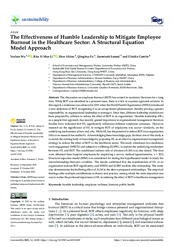 (PDF) The Effectiveness of Humble Leadership to Mitigate Employee ...