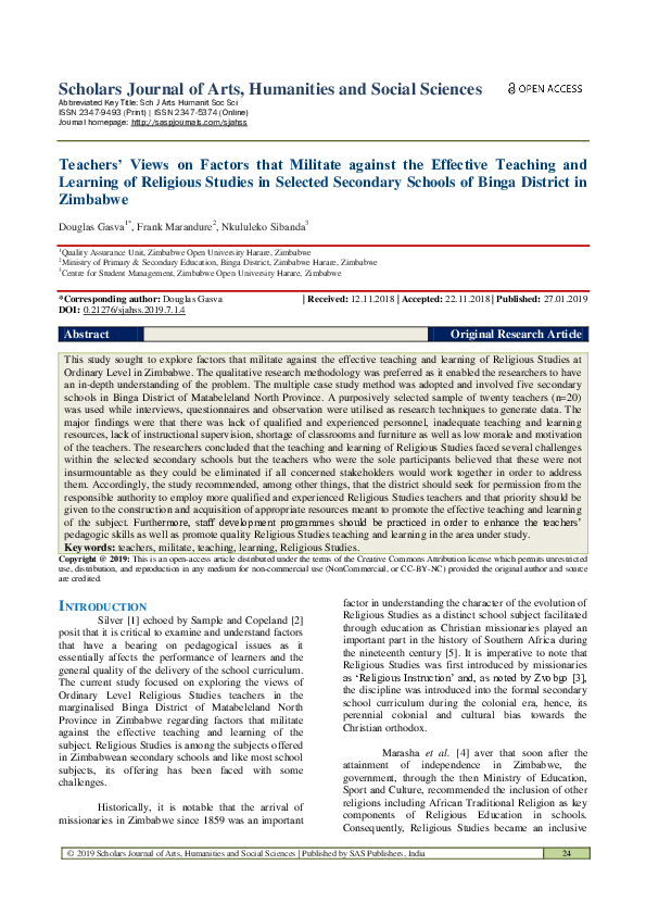 (PDF) Teachers’ Views on Factors that Militate against the Effective ...