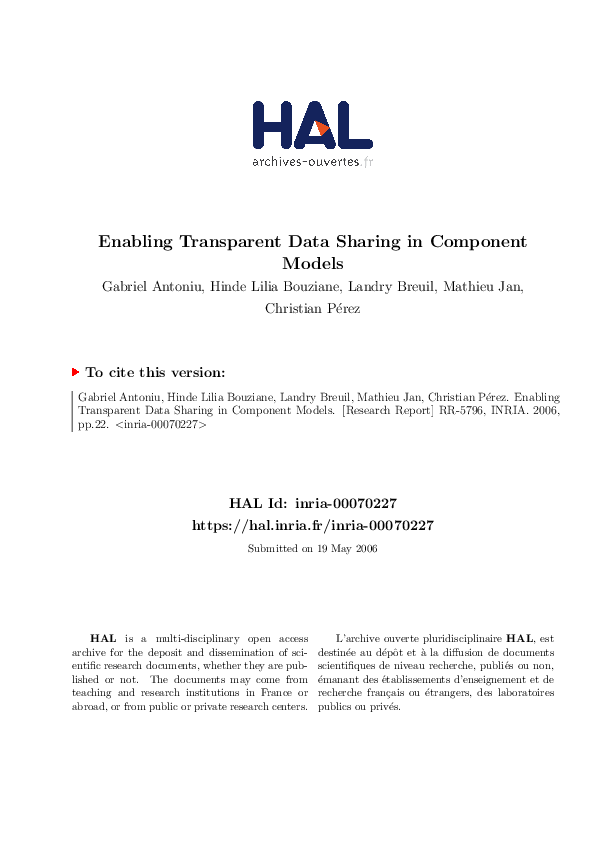 (PDF) Enabling Transparent Data Sharing in Component Models | mathieu jan - Academia.edu