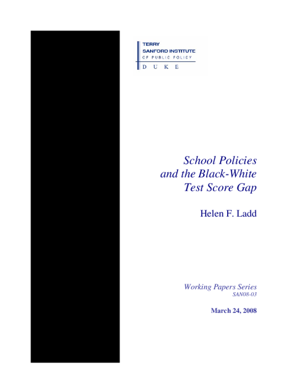(PDF) School Policies and the Black-White Test Score Gap. Working Paper ...