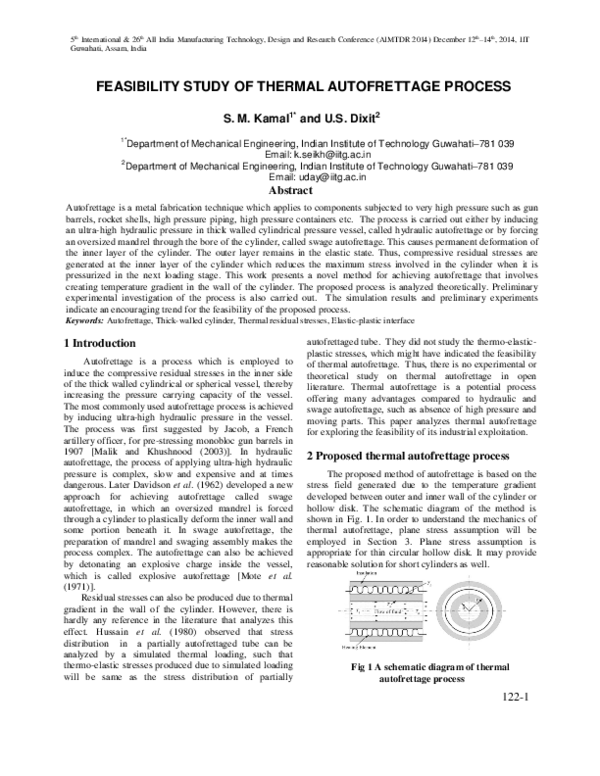 (PDF) Feasibility Study of Thermal Autofrettage Process | sm Kamal - Academia.edu