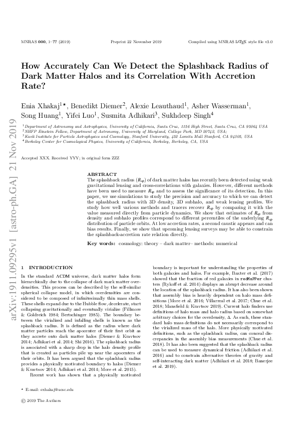 (PDF) How accurately can we detect the splashback radius of dark matter ...