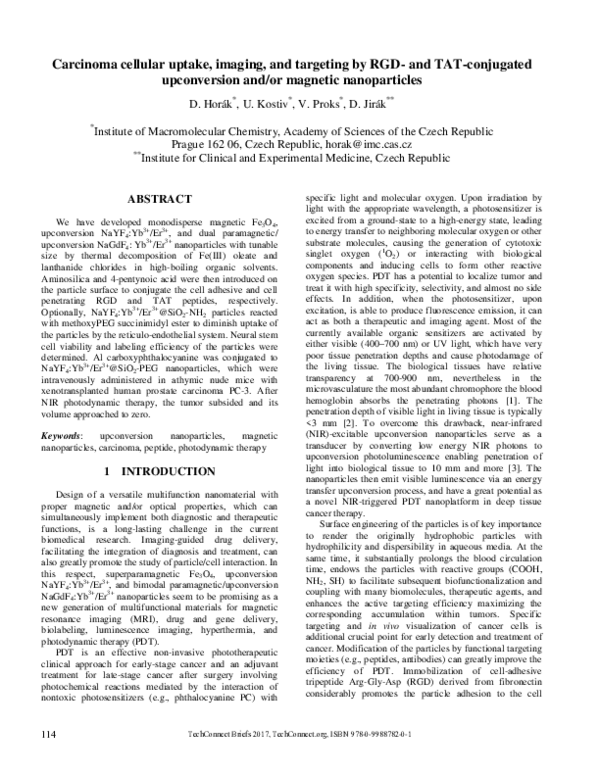 (PDF) Carcinoma cellular uptake, imaging, and targeting by RGDS- and TAT-conjugated upconversion ...