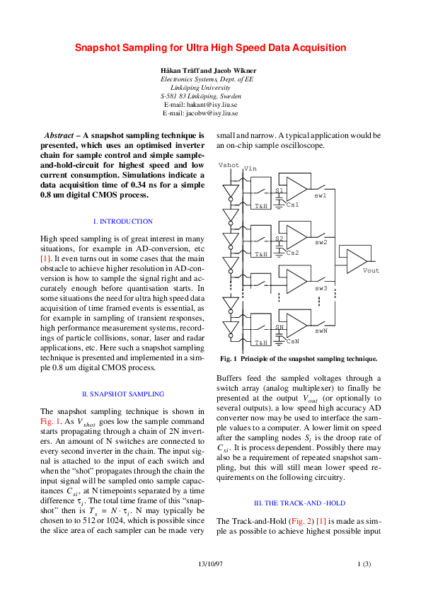 (PDF) Snapshot sampling for ultra-high speed data acquisition