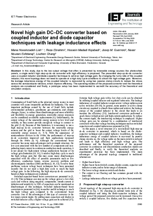 Pdf Novel High Gain Dc Dc Converter Based On Coupled Inductor And Diode Capacitor Techniques