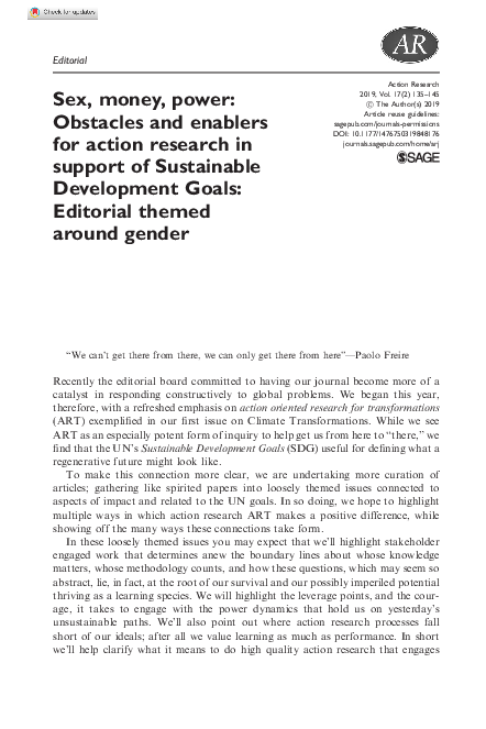 Pdf Sex Money Power Obstacles And Enablers For Action Research In