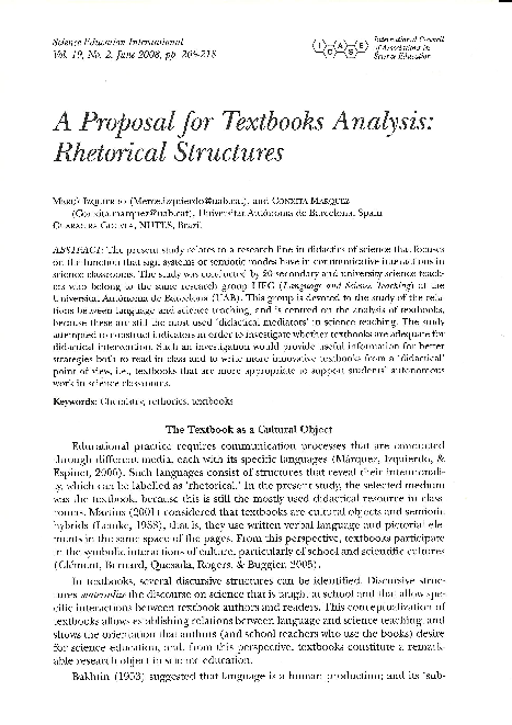 (PDF) A Proposal for Textbooks Analysis: Rhetorical Structures