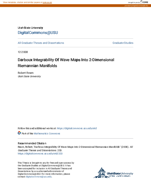 (PDF) Darboux integrability of wave maps into 2-dimensional Riemannian manifolds
