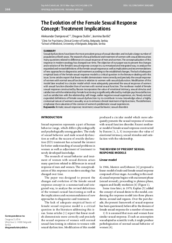(PDF) The evolution of the female sexual response concept: Treatment ...