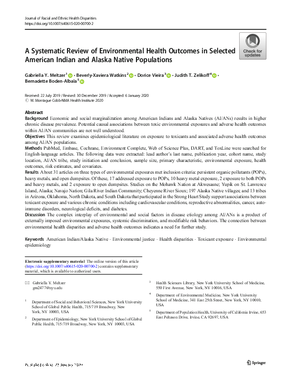 (PDF) A Systematic Review of Environmental Health Outcomes in Selected ...