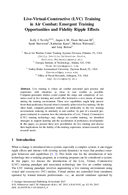 (PDF) Live-Virtual-Constructive (LVC) Training in Air Combat: Emergent ...