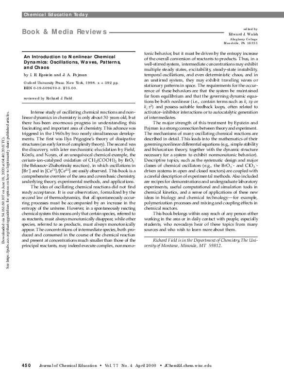 (PDF) An Introduction to Nonlinear Chemical Dynamics: Oscillations ...