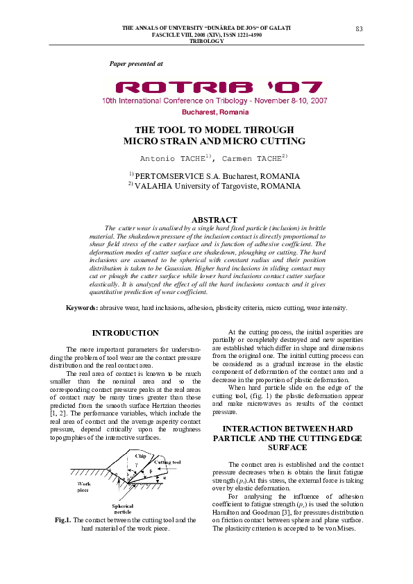 (PDF) The Tool to Model Through Micro Strain and Micro Cutting