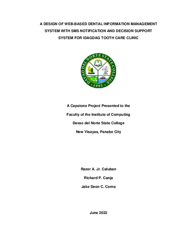 (PDF) A DESIGN OF WEB-BASED DENTAL INFORMATION MANAGEMENT SYSTEM WITH ...