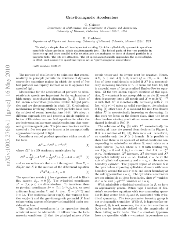(PDF) Gravitomagnetic accelerators