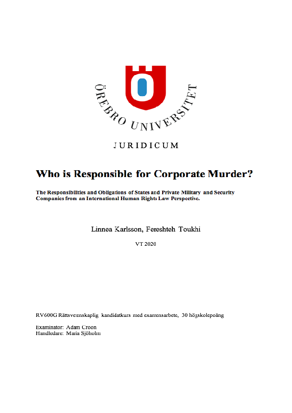 (PDF) Who is Responsible for Corporate Murder