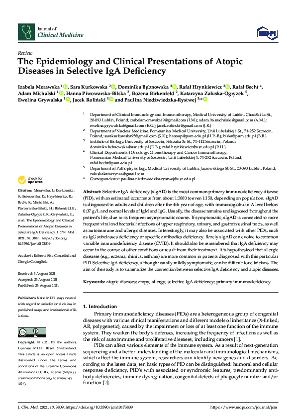 (PDF) The Epidemiology and Clinical Presentations of Atopic Diseases in ...