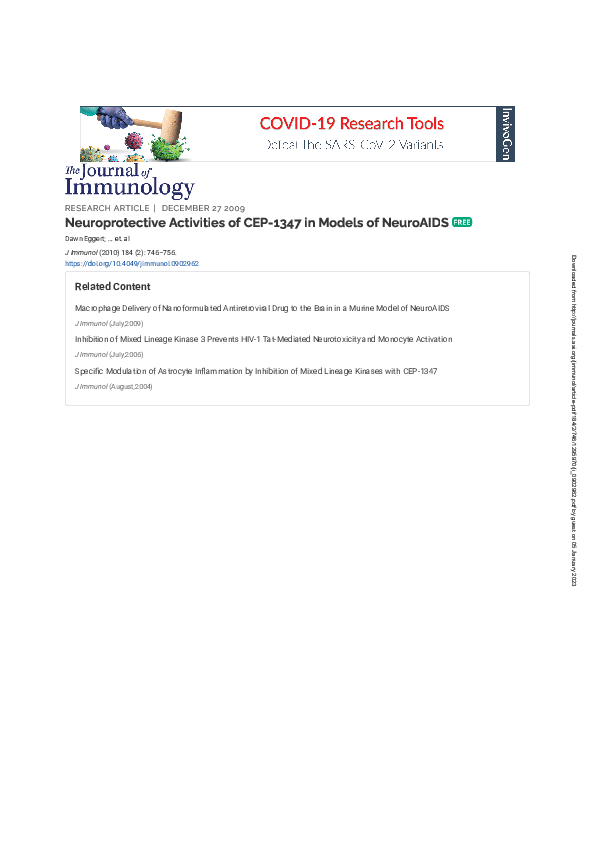 (PDF) Neuroprotective Activities of CEP-1347 in Models of NeuroAIDS