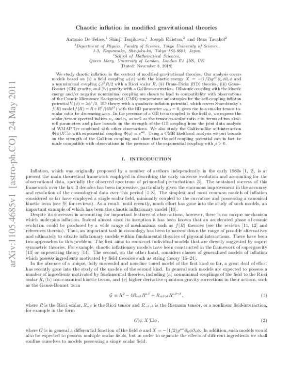 (PDF) Chaotic inflation in modified gravitational theories