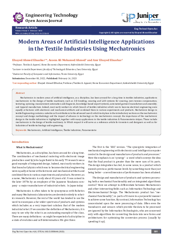 (PDF) Modern Areas of Artificial Intelligence Applications in the ...
