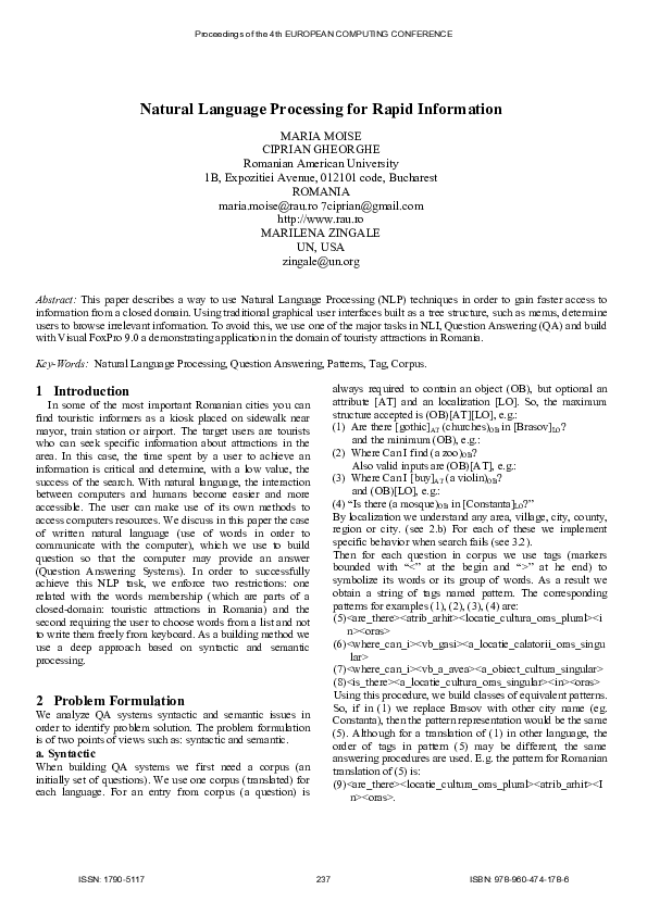 (PDF) Natural language processing for rapid information