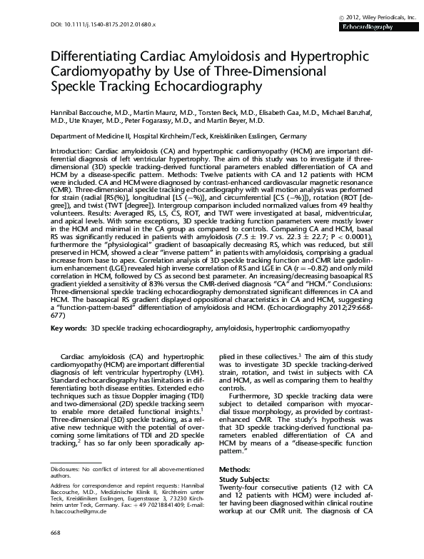 (PDF) Differentiating Cardiac Amyloidosis and Hypertrophic ...