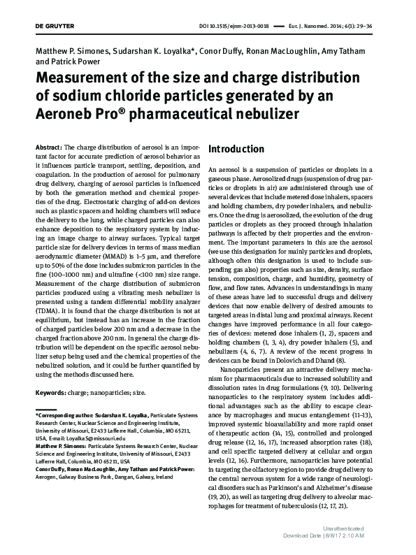 (PDF) Measurement of the size and charge distribution of sodium ...