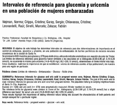 (PDF) Intervalos de Referencia para Glaucemia y Uricemia en una ...
