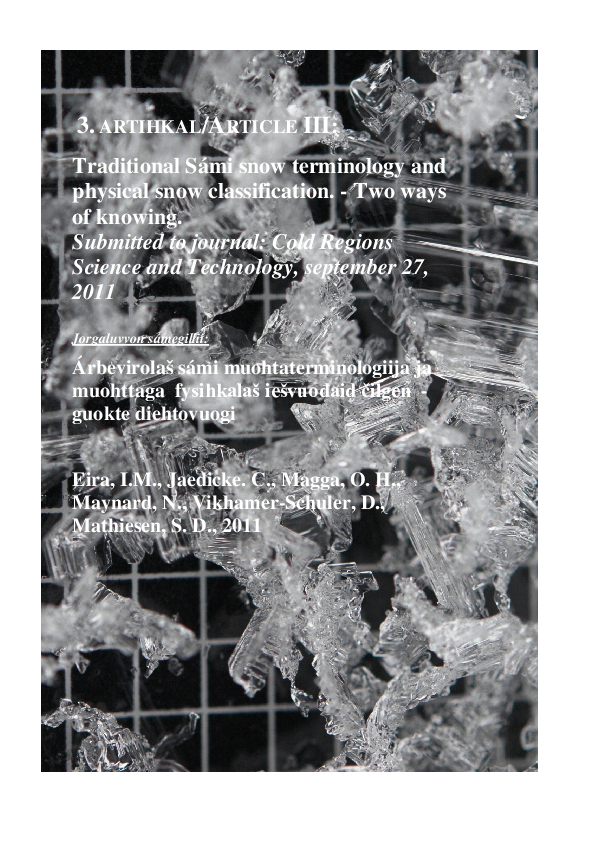(PDF) Traditional Sámi snow terminology and physical snow ...