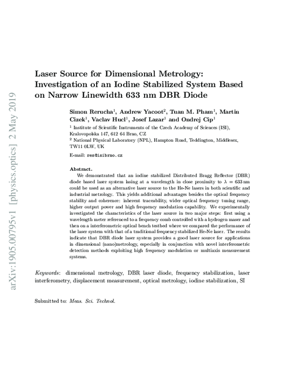 (PDF) Laser source for dimensional metrology: investigation of an ...