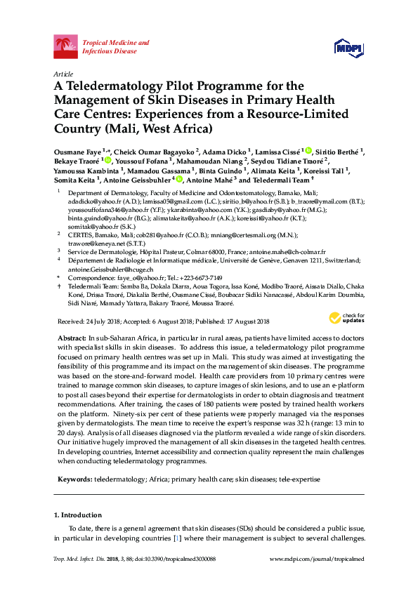 (PDF) A Teledermatology Pilot Programme for the Management of Skin ...