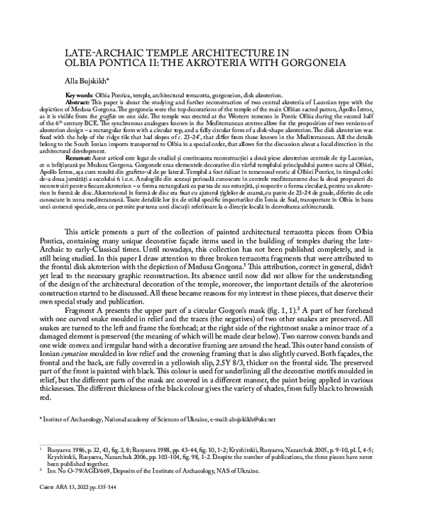 (PDF) LATE-ARCHAIC TEMPLE ARCHITECTURE IN OLBIA PONTICA II: THE ...