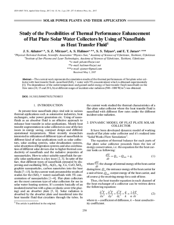 (PDF) Study of the possibilities of thermal performance enhancement of ...