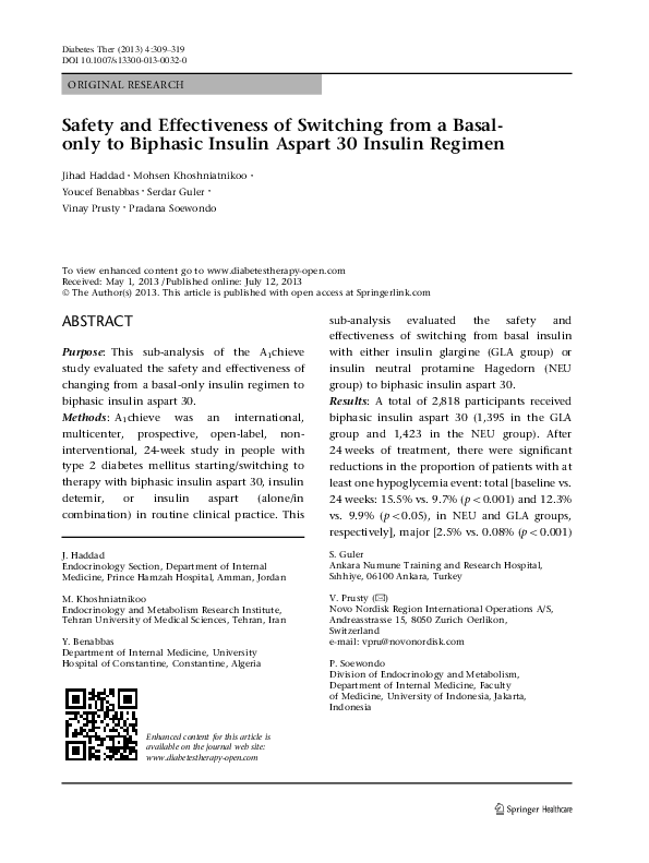 Pdf Safety And Effectiveness Of Switching From A Basal Only To