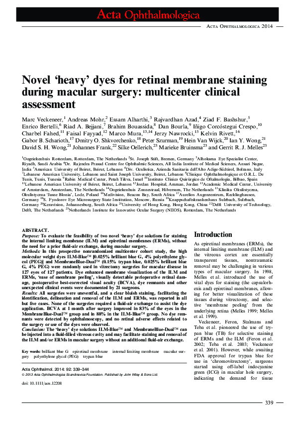 (PDF) Novel ‘heavy’ dyes for retinal membrane staining during macular ...