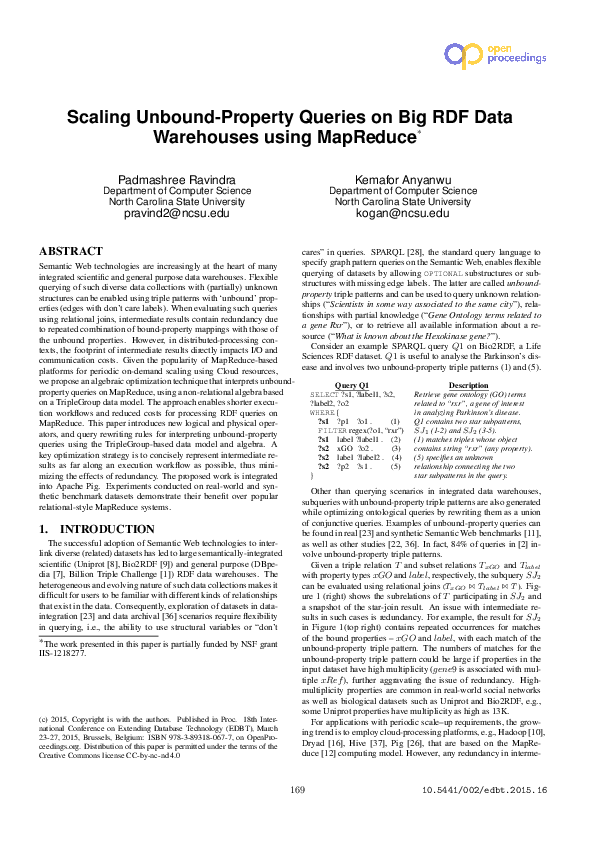 (PDF) Scaling Unbound-Property Queries on Big RDF Data Warehouses using MapReduce