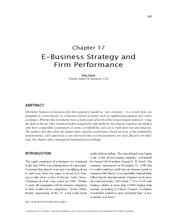 (PDF) E-Business Strategy and Firm Performance